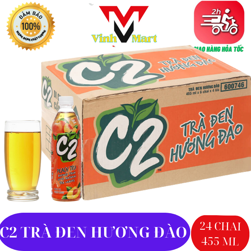 C2 Trà Đen Vị Đào 1 Thùng 24 Chai 455 Ml | Shopee Việt Nam