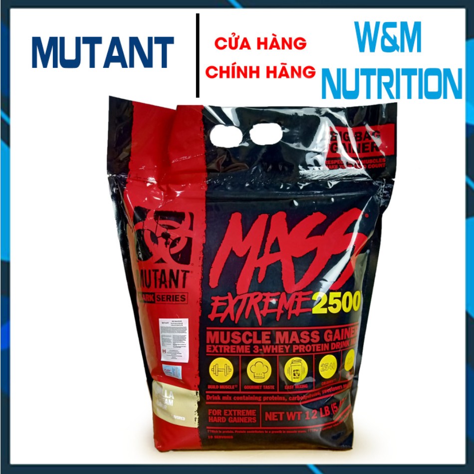 Sữa tăng cân Mutant Mass EXTreme 2500 12Lbs 19 lần dùng - Cung cấp 2540 Calories mỗi servings ...