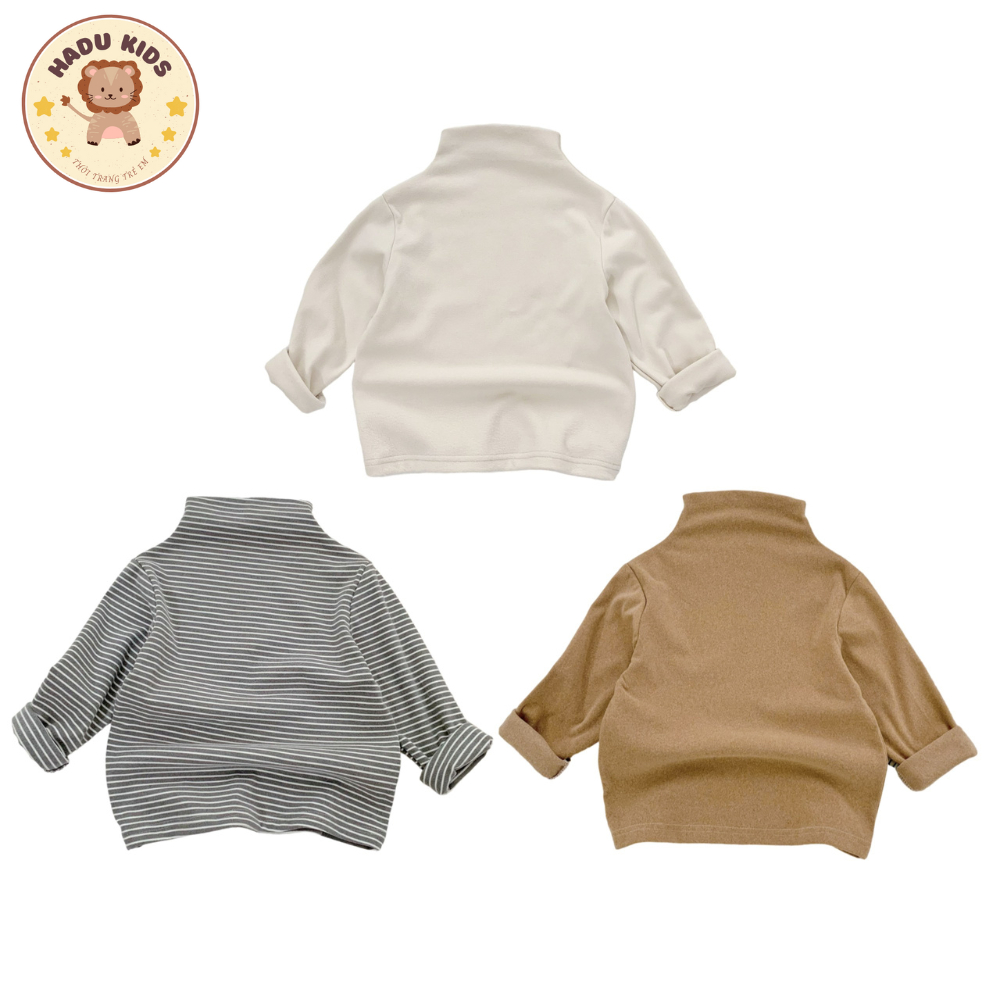 Áo giữ nhiệt cho bé, áo dài tay bé gái bé trai ZIP LÔNG cổ cao mềm mại ...