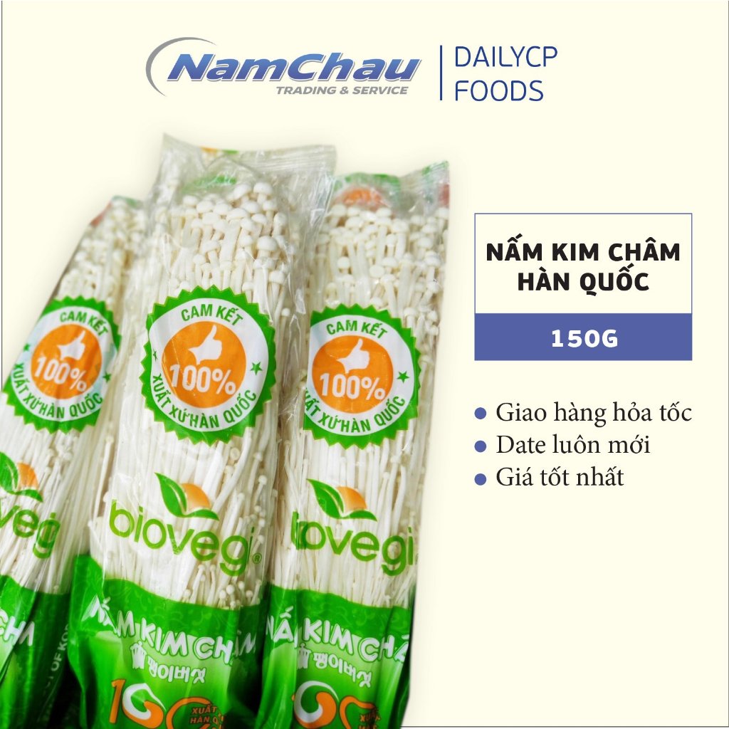 Nấm kim châm tươi Biovegi Hàn Quốc gói 150gr/nấm sạch chất lượng ATVSTP ...