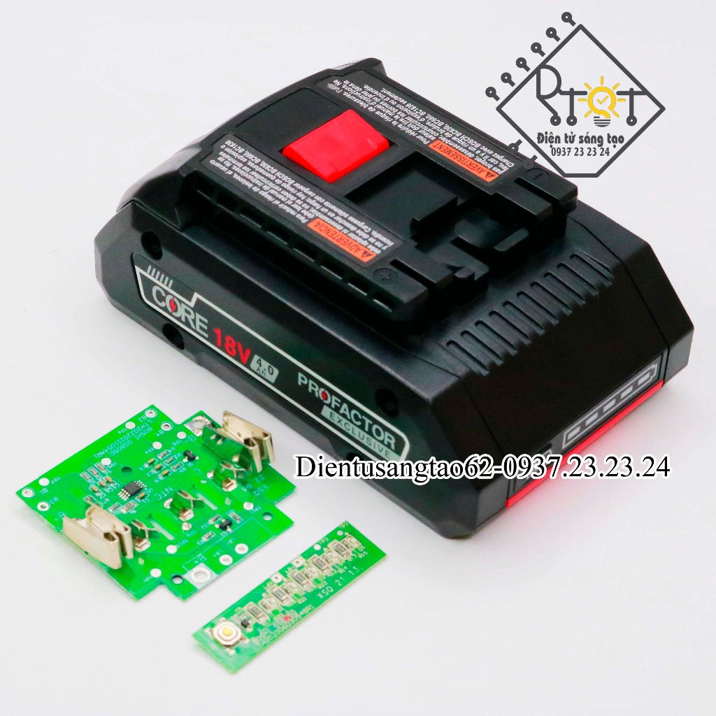 Vỏ mạch Bosch 5s- 1P 18V 4Ah lắp 5 cell 21700, mạch nhận sạc zin ...