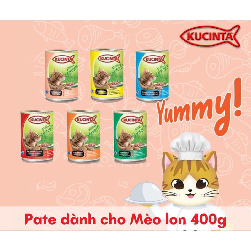 [SIÊU RẺ] Pate lon cho mèo KUCINTA lon lớn 400g với thịt cá nguyên ...