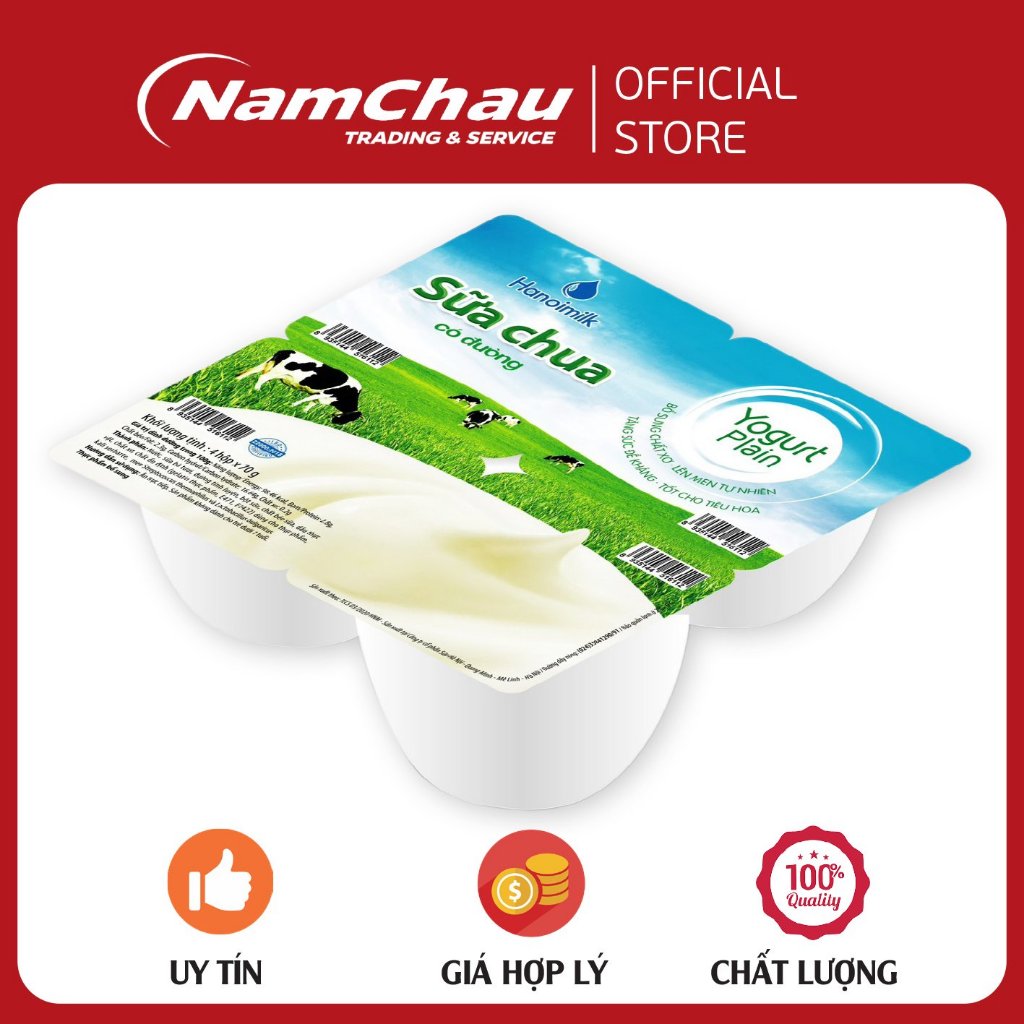 Sữa chua ăn Hanoi Milk có đường nguyên thùng 48 hộp 100ml [HN giao hàng ...
