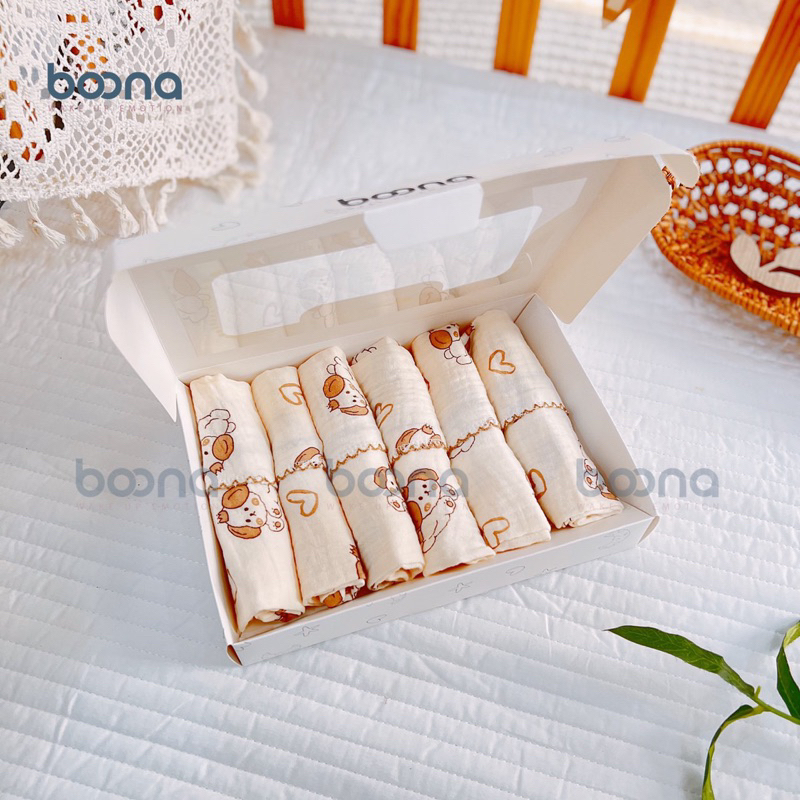 Khăn Sữa Boona - Set 6 Khăn Xô Muslin Siêu Mềm, Mịn Rửa Mặt, Tắm Cho Bé Sơ Sinh | Shopee Việt Nam