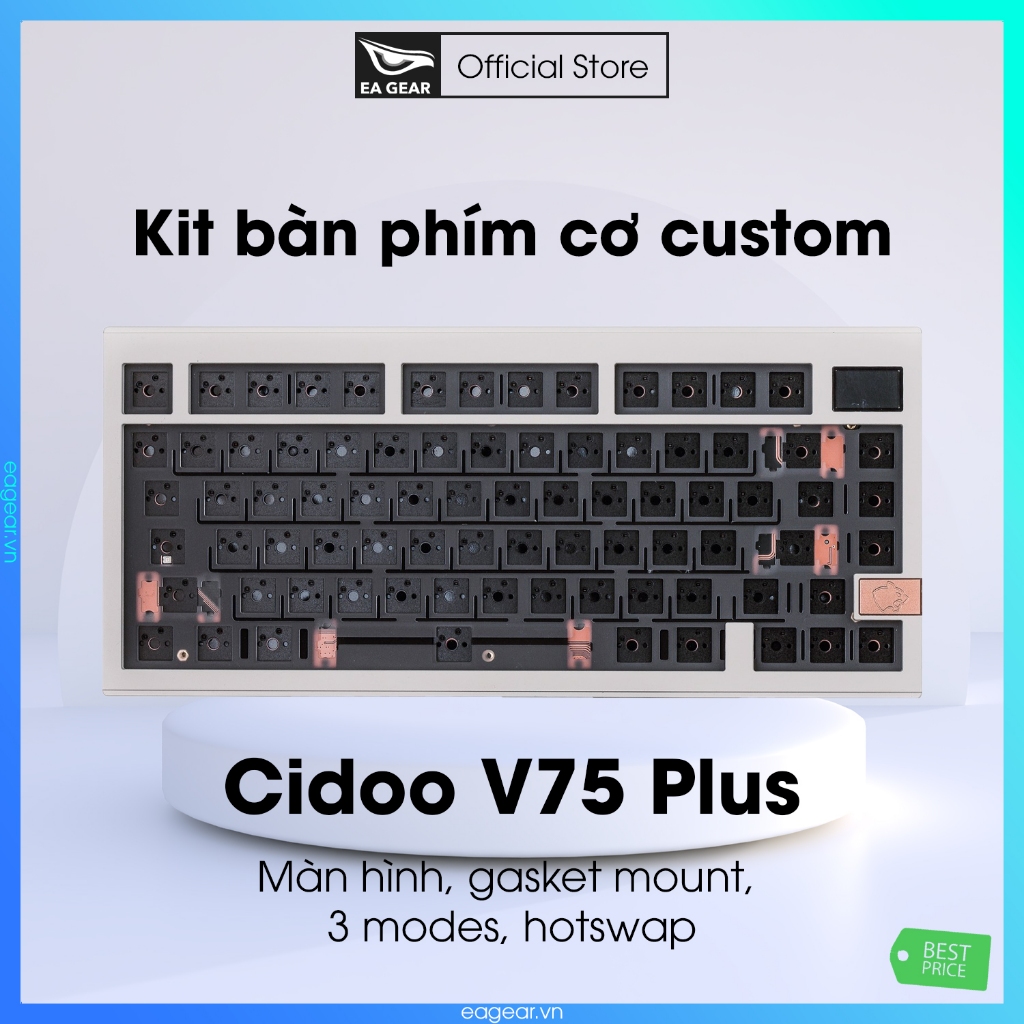 [Chính hãng] Kit Bàn Phím Cơ Custom Cidoo V75 Plus (Màn hình, Via, 3 ...