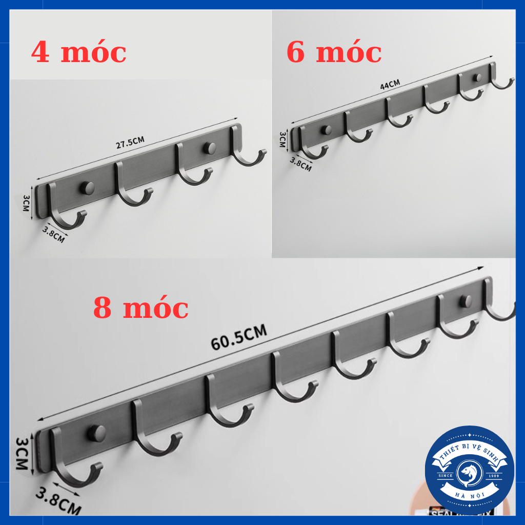 Móc treo quần áo, thanh treo đồ móc cố định dán tường hợp kim nhôm ...