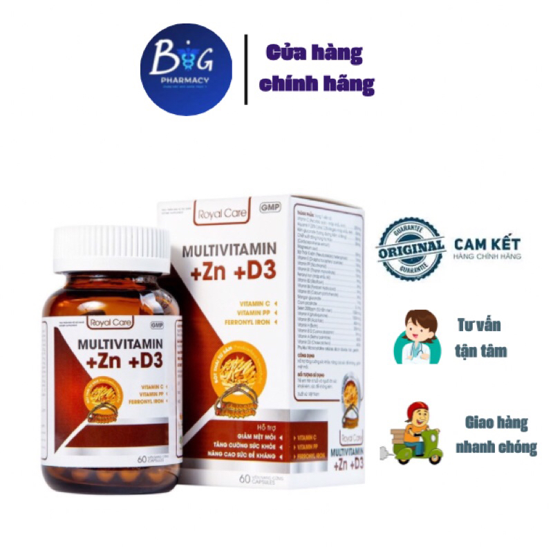 Viên Uống Giúp Tăng Sức đề Kháng Multivitamin + Zn + D3 Royal Care (60 ...