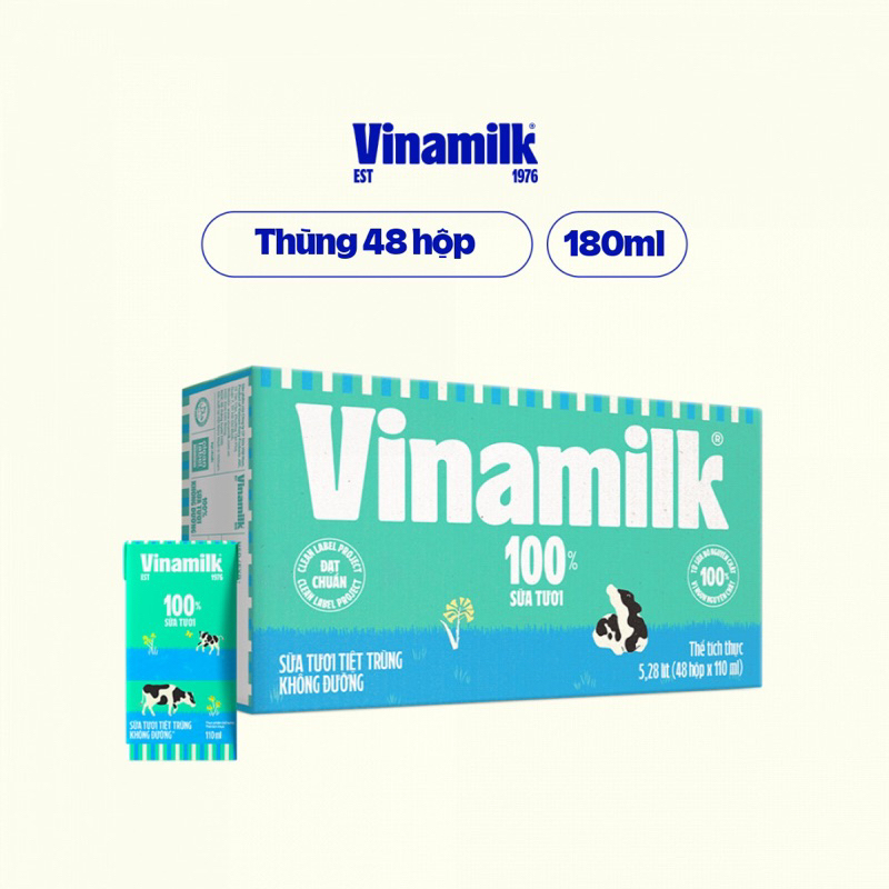 SỮA HỘP KHÔNG ĐƯỜNG VNM 180ml-48 hộp | Shopee Việt Nam