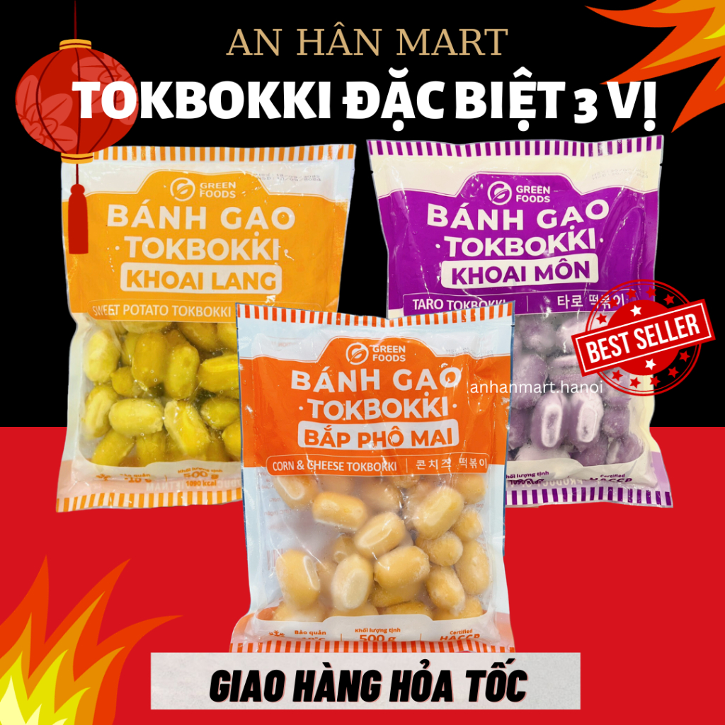 Bánh gạo Tokbokki bắp phô mai, tokbokki khoai lang, tokbokki khoai môn ...