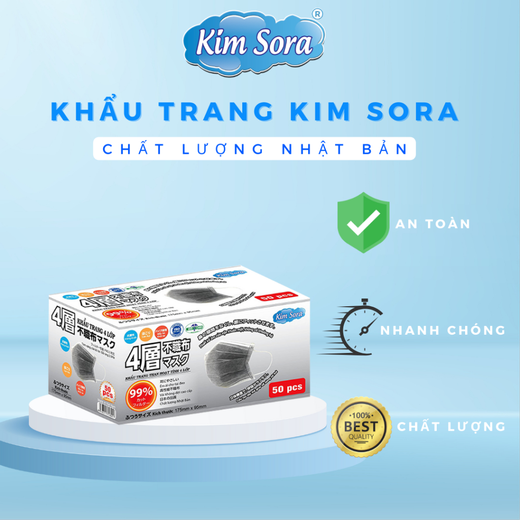 [ Combo 5 Hộp] Khẩu trang y tế 4 lớp than hoạt tính Kim Sora - 50 cái/ hộp | Shopee Việt Nam