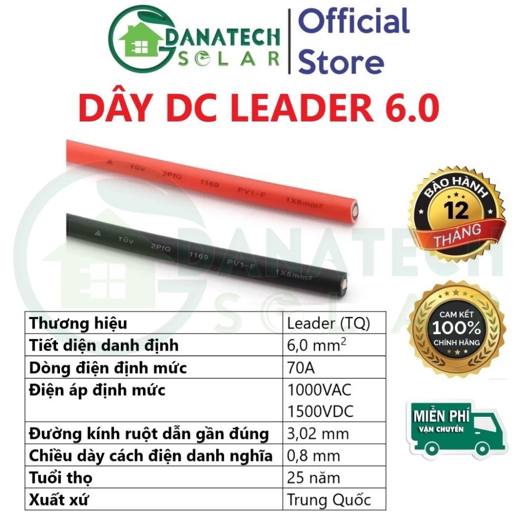Dây DC năng lượng mặt trời cao cấp 2 lớp vỏ chống cháy Leader Cadivi ...