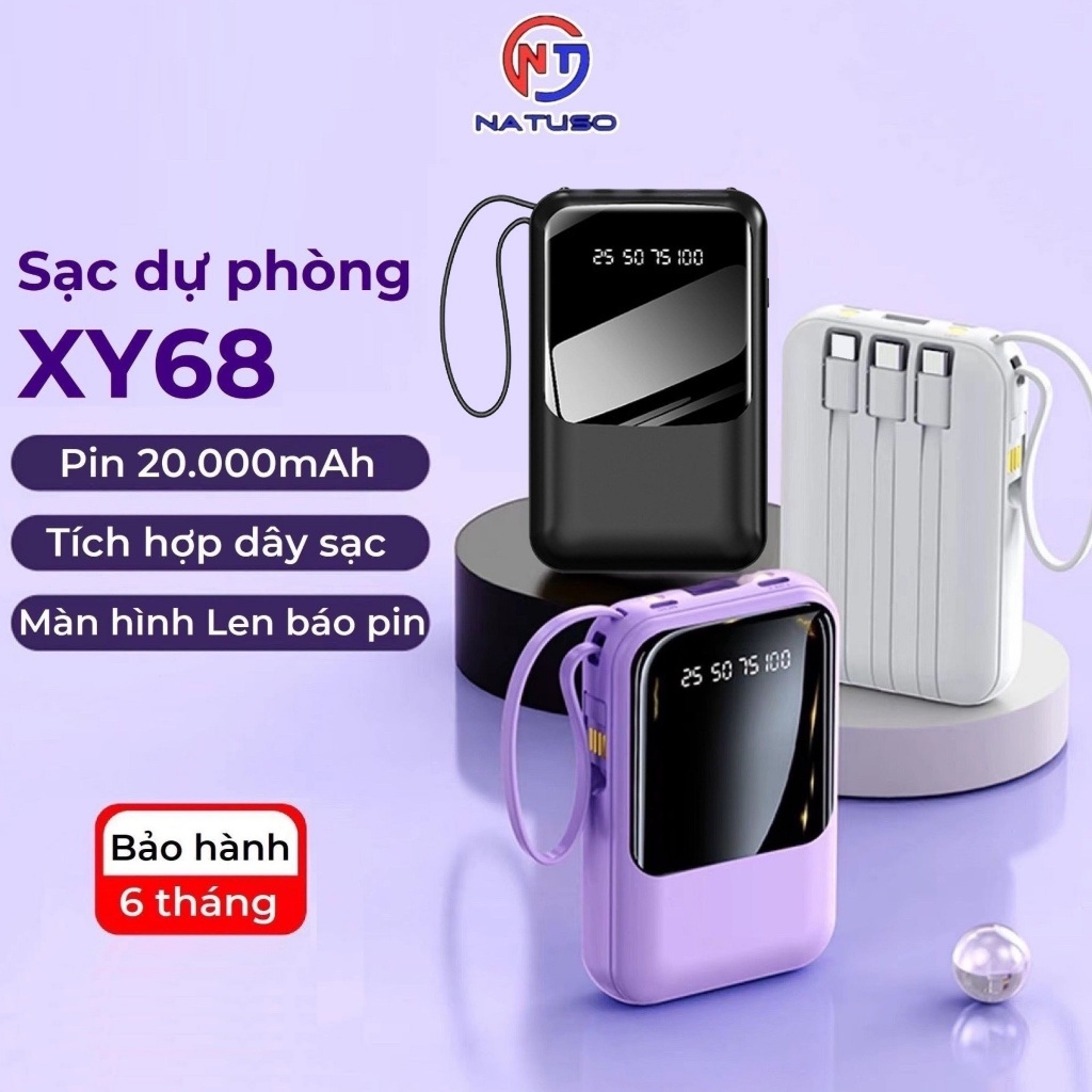 Sạc dự phòng 20000mAh 10000mAh sạc nhanh pin mini dung lượng lớn có sẵn nhiều dây sạc – Natuso ...