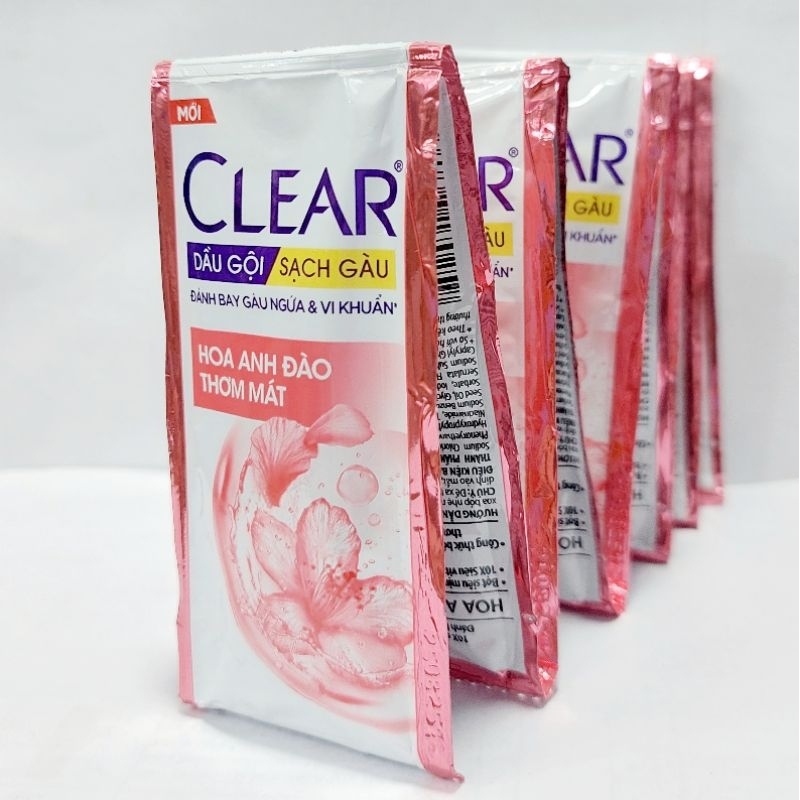 Dây dầu gội Clear hoa Anh đào sạch gàu, nuôi dưỡng da đầu 6g x 10 gói | Shopee Việt Nam