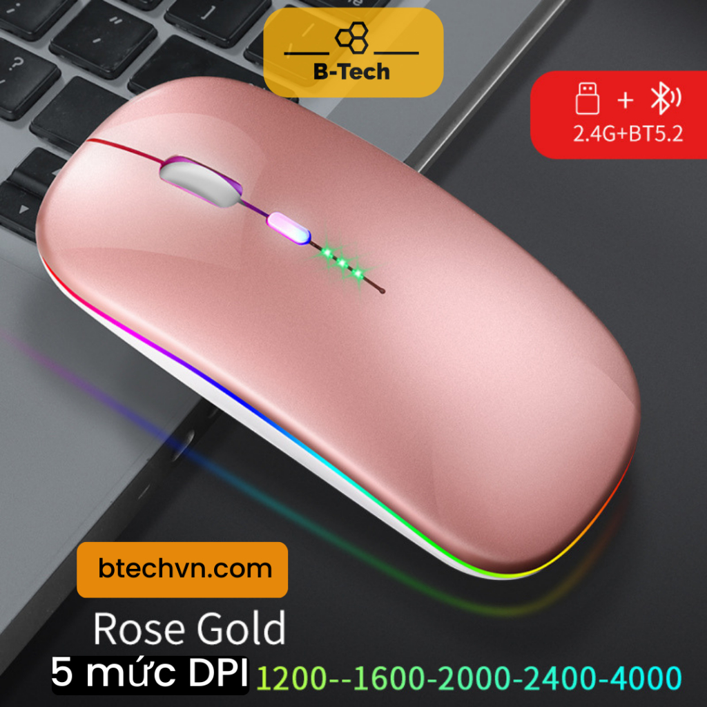 Chuột không dây bluetooth wireless mouse pin sạc W110, chuột cho ...
