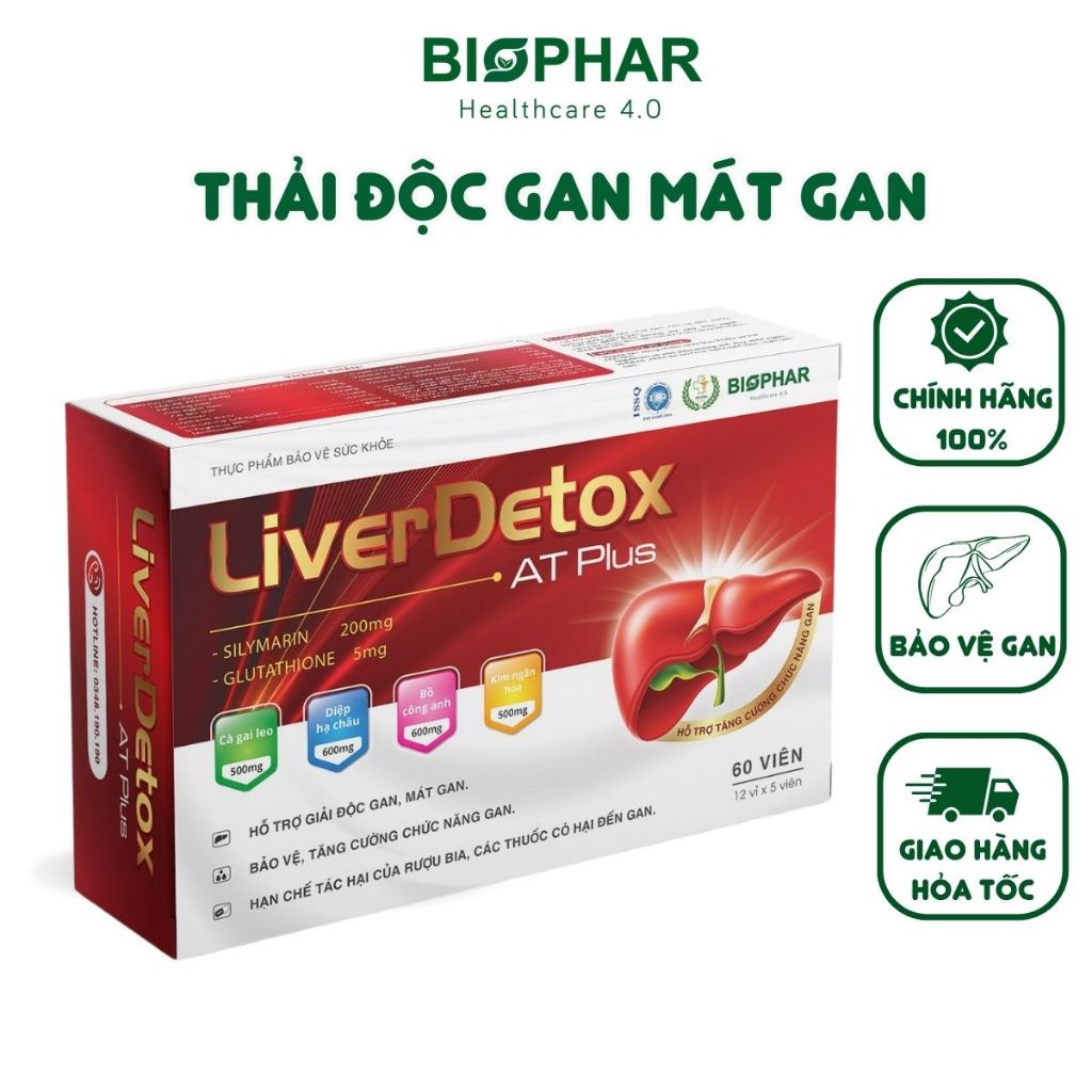 Viên uống hỗ trợ thải độc gan mát gan Biophar Liver Detox tăng cường ...