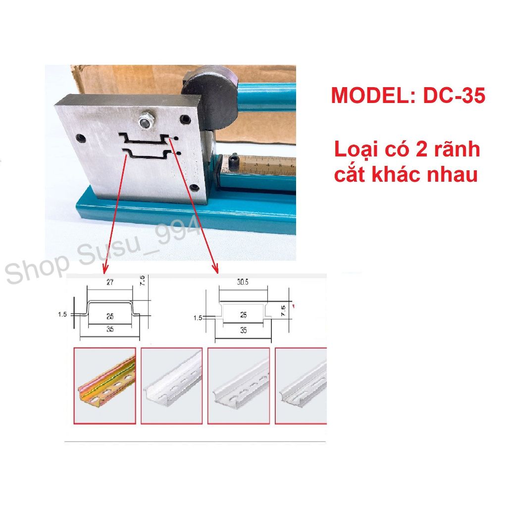 Bàn cắt thanh ray/ Din rail DC-35 loại 2 rãnh cho thanh nhôm và thép ...