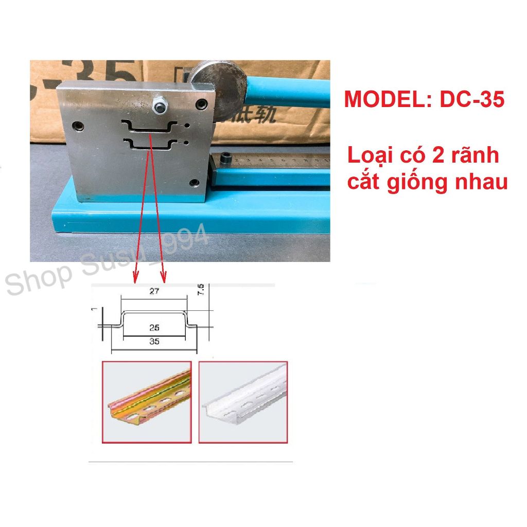Bàn cắt thanh ray/ Din rail DC-35 loại 2 rãnh cho thanh nhôm và thép ...