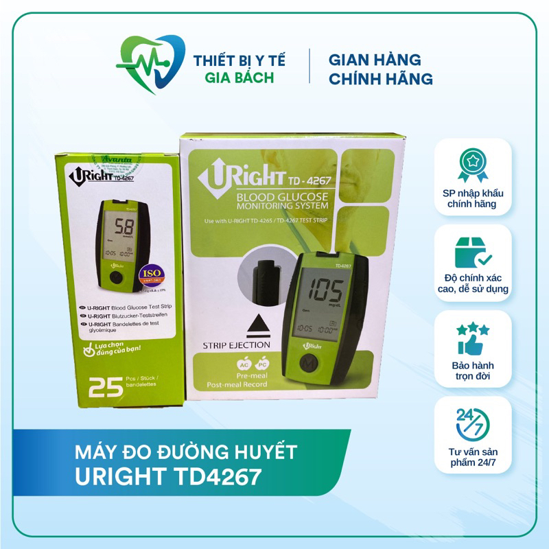 Máy đo đường huyết URIGHT TD-4267( kèm 25 que thử+ 25 kim chích) | Shopee Việt Nam