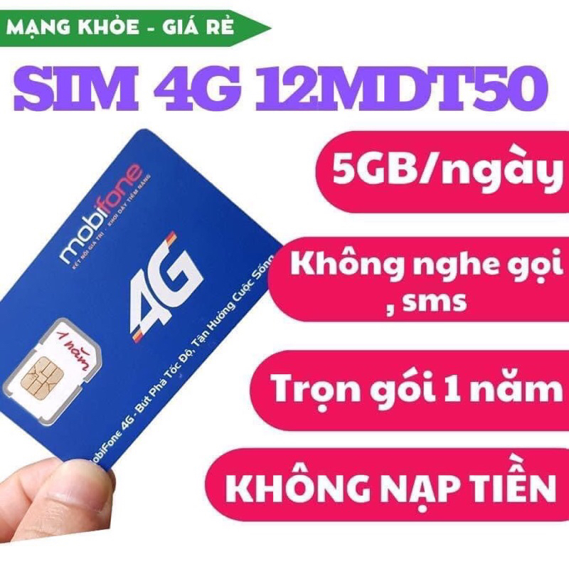 SIM 5G MOBIFONE [12MDT50][12FD50][MDT_V500] DATA KHÔNG GIỚI HẠN- GIÁ ...