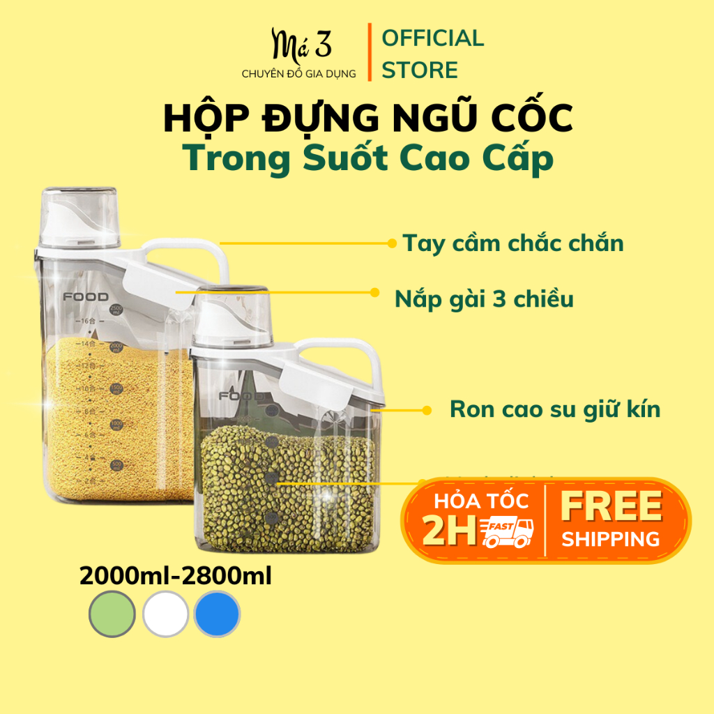 Hộp đựng ngũ cốc, hũ đựng gạo, bình đựng hạt, bình đựng nước giặt xả nắp gài kín hơi, không gỉ ...