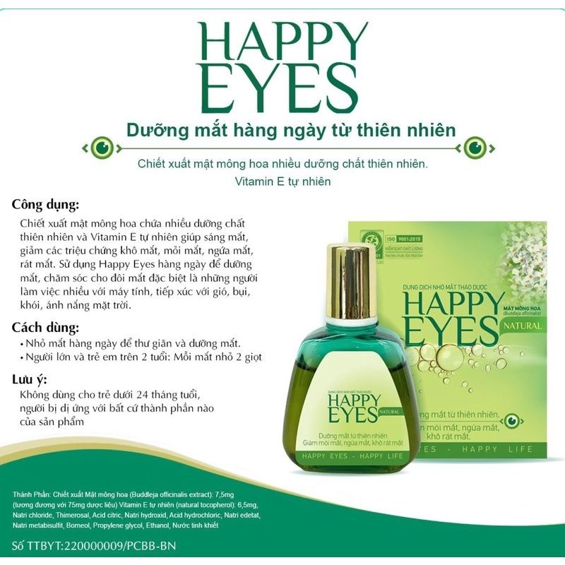 Dung dịch nhỏ mắt thảo dược HAPPY EYES NATURAL (15ml) | Shopee Việt Nam