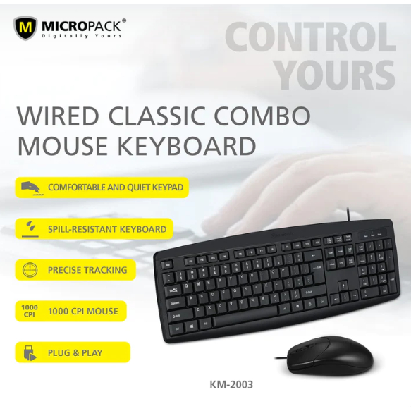 Bộ bàn phím và chuột vi tính Micropack Classic Wired Keyboard and Mouse Combo-EN Black | Shopee ...
