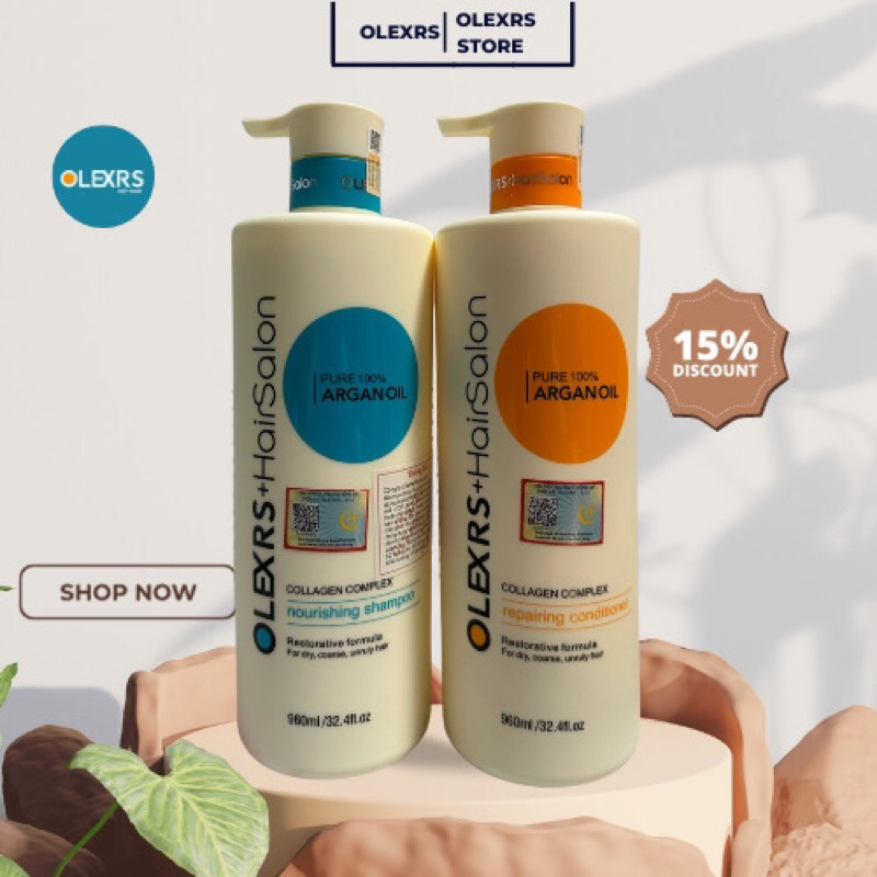 Bộ Dầu Gội Xả Olexrs Luxury Hair Salon 100% Argan Oil 960ml | Shopee ...