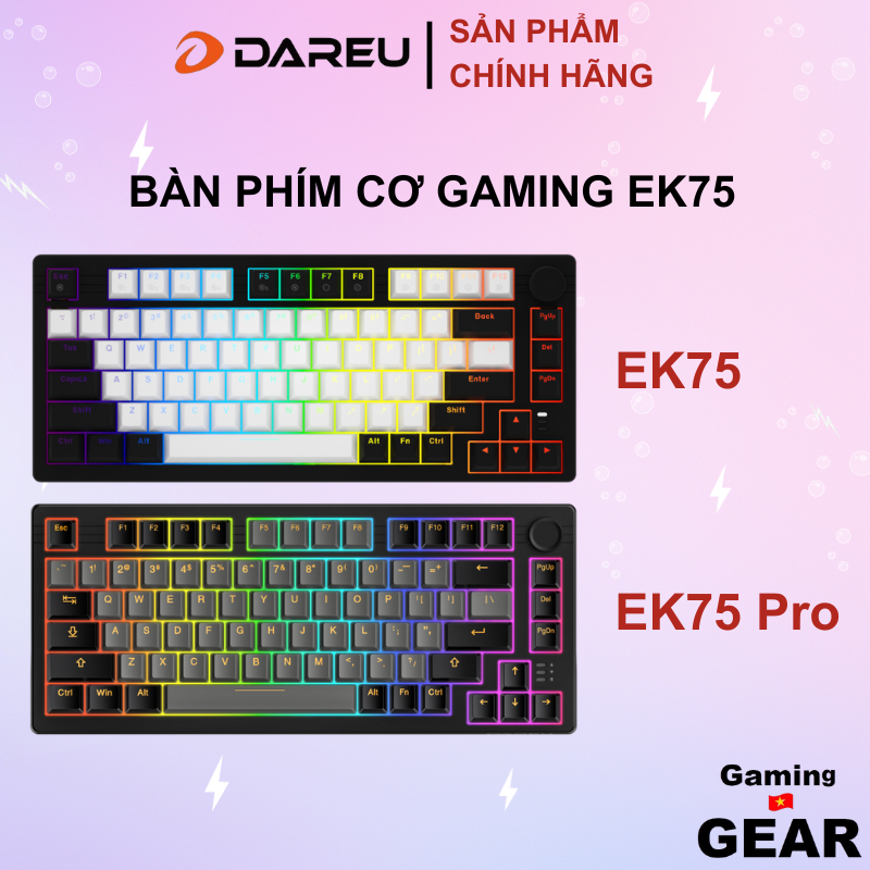 Bàn phím cơ Dareu EK75 Pro (2 sides RGB strip, DareU DREAM sw, Type-C) | Shopee Việt Nam