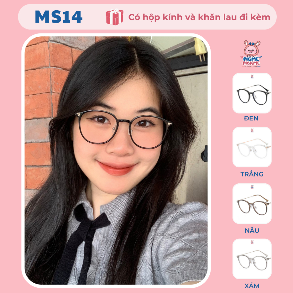 Gọng kính cận nữ siêu nhẹ chất liệu nhựa khung kim loại kiểu dáng thời trang MS14 | Shopee Việt Nam