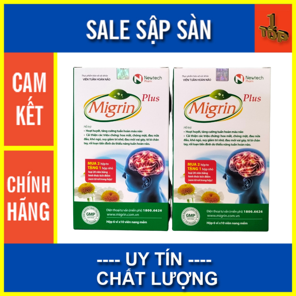 Migrin Plus viên uống hoạt huyết bổ não giảm hoa mắt chóng mặt (60v ...