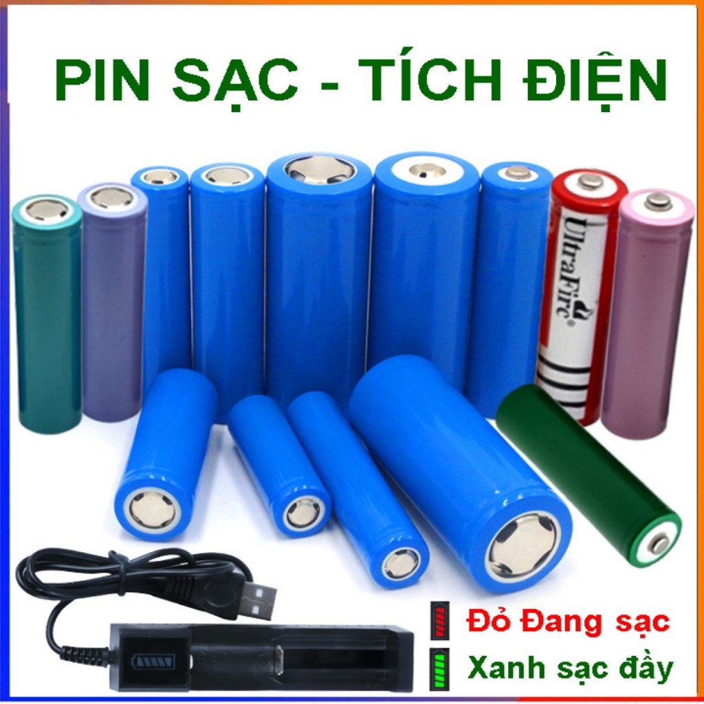 Pin sạc các loại 16850 , 18500 , pin đầu lồi , đầu bằng dung lượng ...