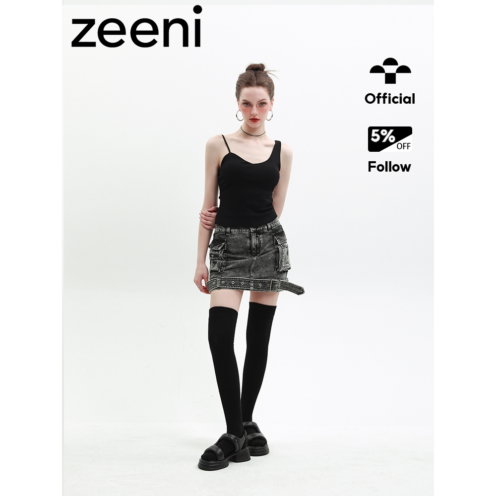 Zeeni Cổ Chữ v Mỏng Vừa Vặn Áo hai dây Màu Trắng Đen [23s033d] | Shopee ...