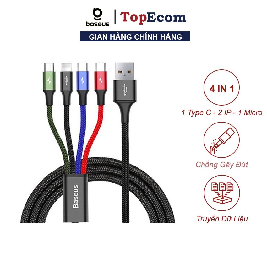 Cáp Sạc Đa Năng BASEUS ( 4in1 ) 4 Đầu All In One Micro-Type-C Dài 120cm ...