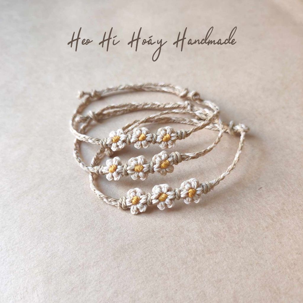 Vòng tay handmade đan hoa cúc daisy Heo Hí Hoáy | Shopee Việt Nam