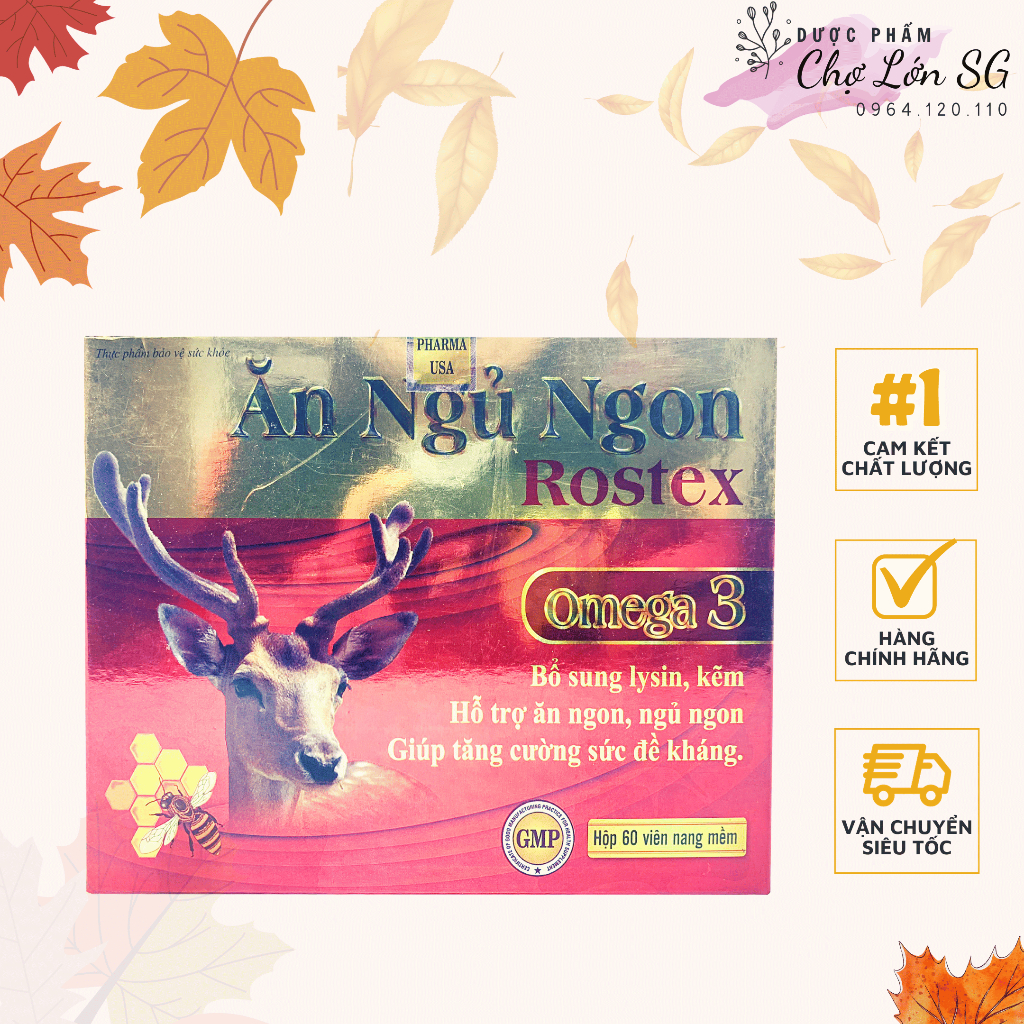 [CHÍNH HÃNG] Viên ĂN NGỦ NGON ROSTEX OMEGA 3 viên bổ sung lysine, tăng ...