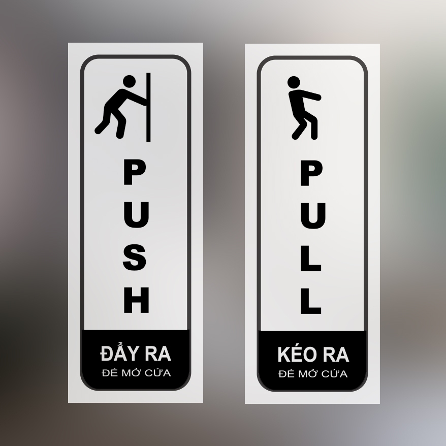 Decal dán cửa kính kéo đẩy mở cửa tự động PULL- PUSH chất liệu decal mờ ...