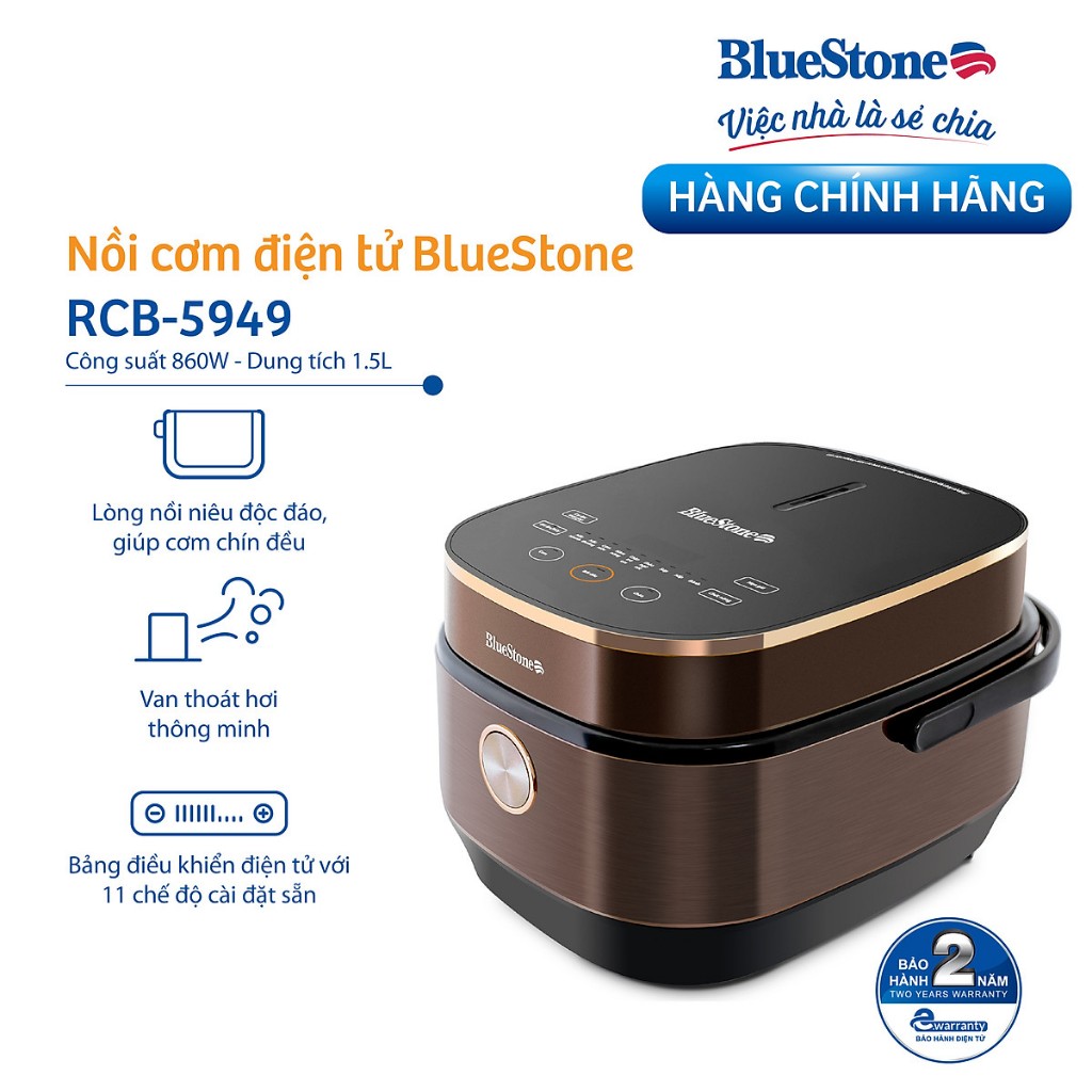 Nồi cơm điện tử BlueStone 1.5 lít RCB-5949 hàng chính hãng 100% trưng ...