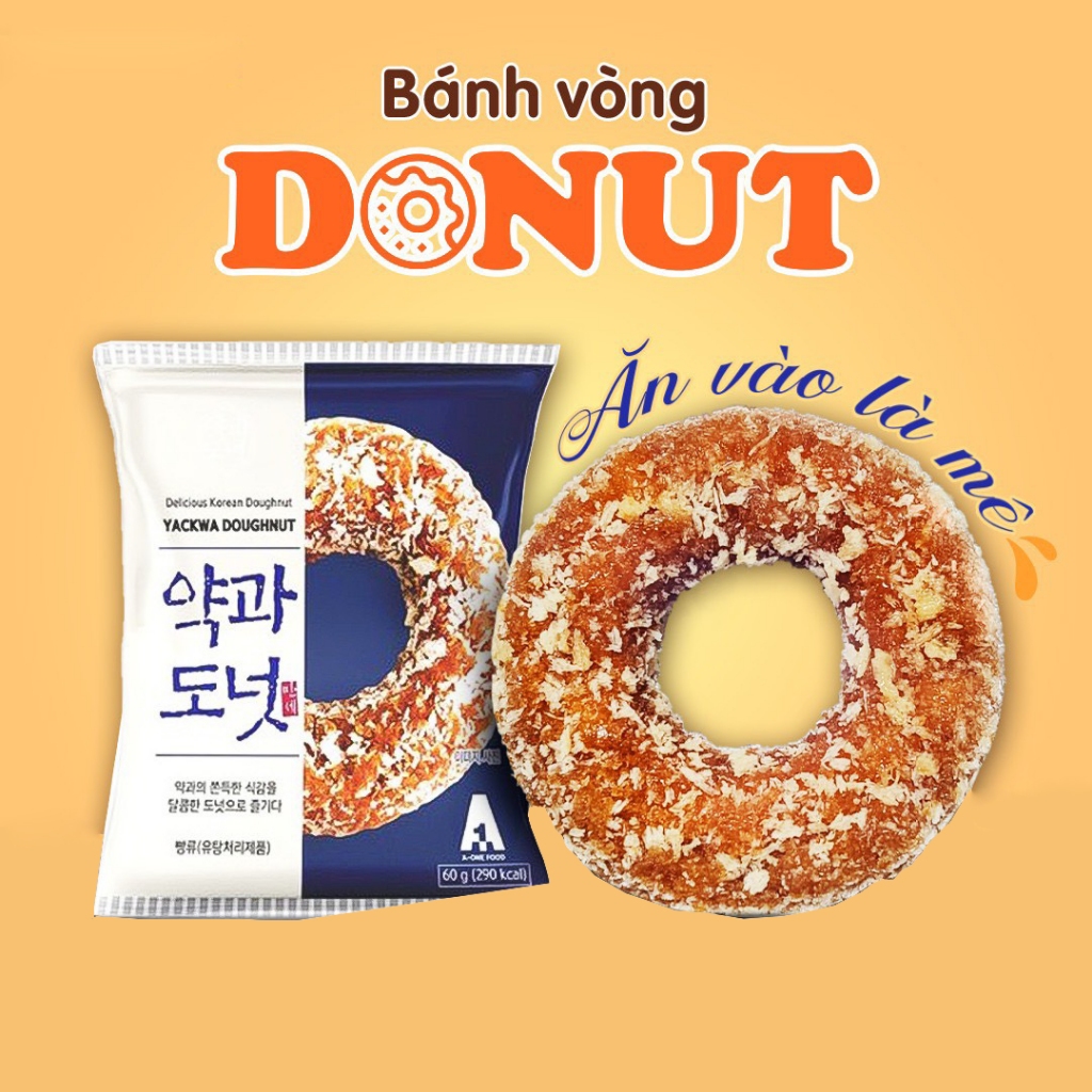 Bánh Donut Yackwa Doughnut A-One Food Hàn Quốc 60g 1 Bánh Vòng | Shopee ...
