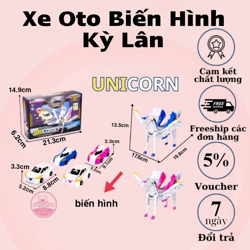 Đồ Chơi Oto Biến Hình Kỳ Lân Pegasus Tự Động, Hai Xe Ô Tô Biến Hình Robot Ngựa Unicorn Cho Bé ...
