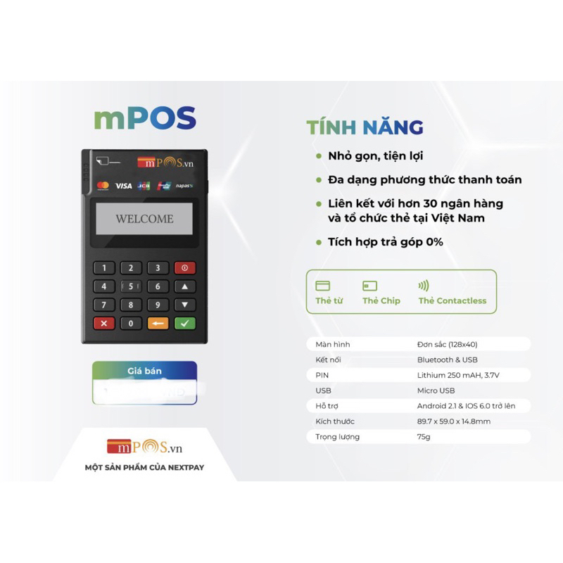Mpos PR02 thiết bị hỗ trợ cà thẻ | Shopee Việt Nam