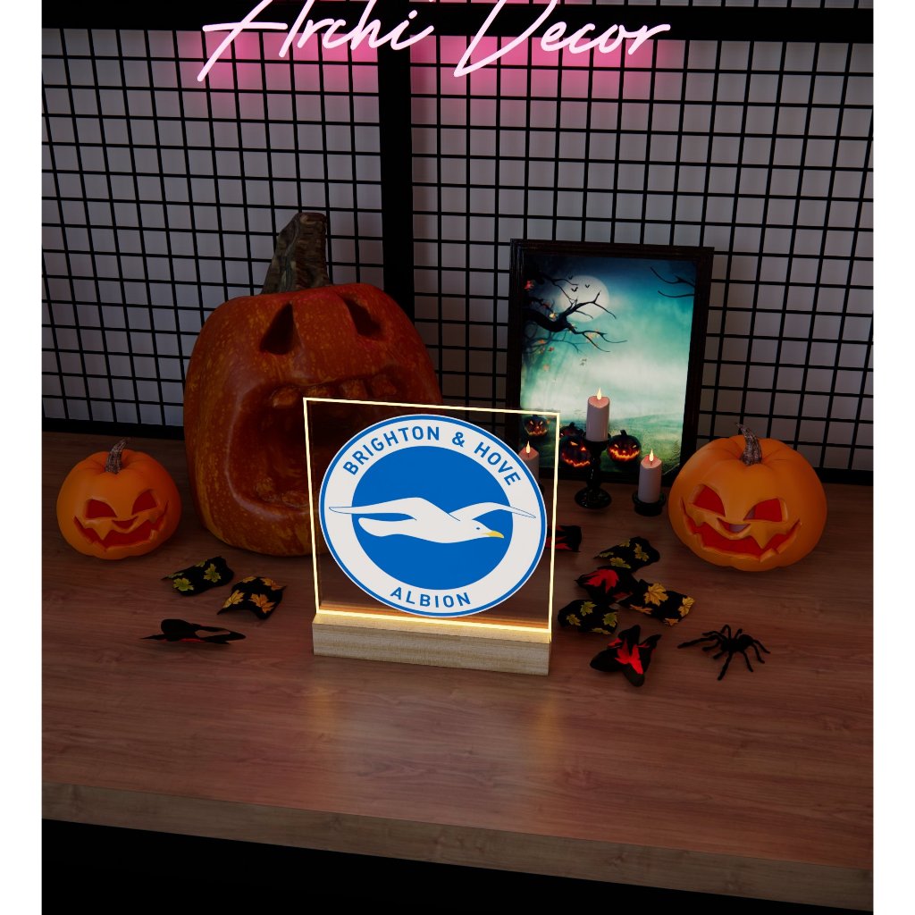 Đèn Mica Led In Logo BRIGHTON & HOVE. Kích Thước 20*20 8 Màu, 6 Chế Độ ...