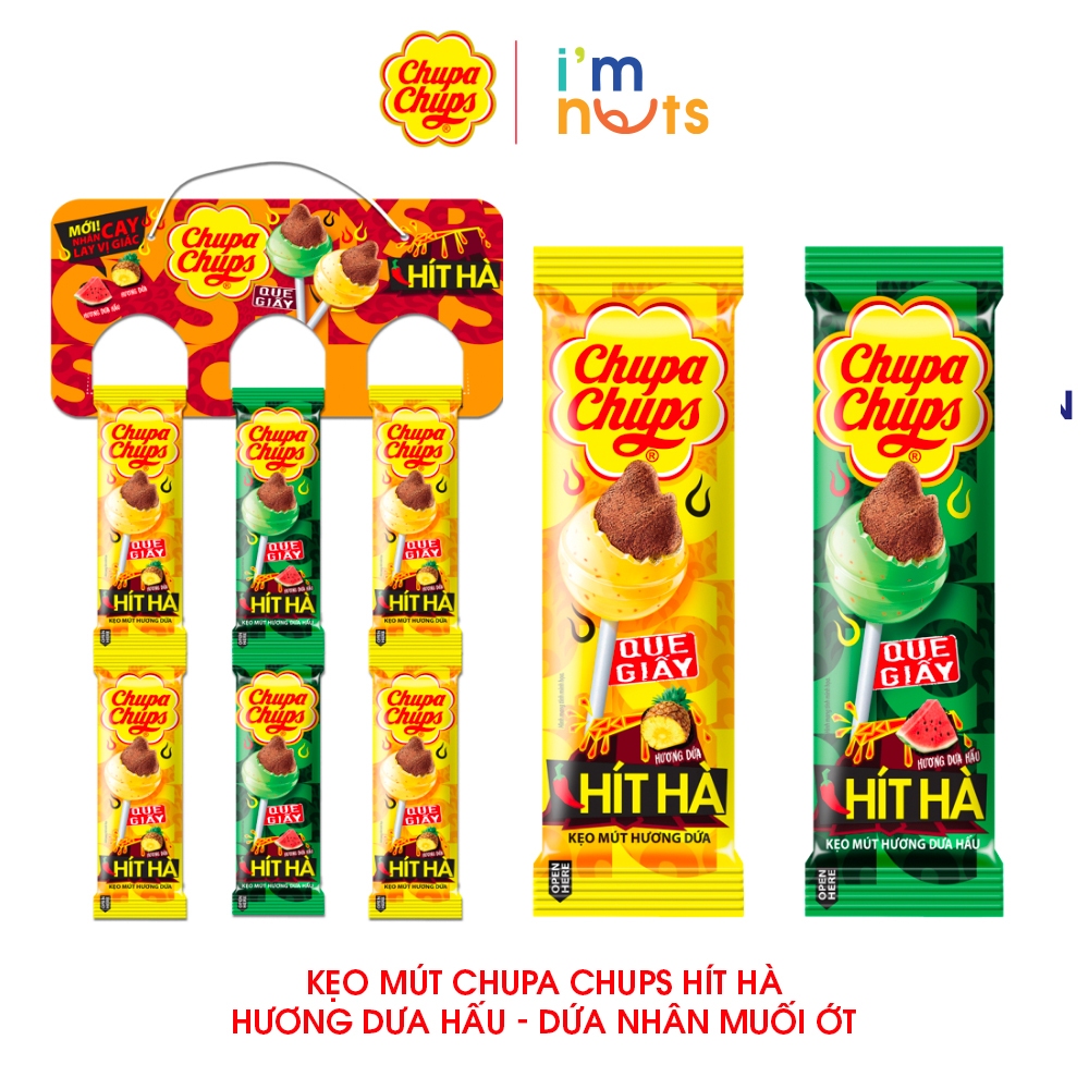 Kẹo mút Chupa Chups Hít Hà nhân muối ớt và Kẹo mút gum thổi Chupa Chups ...