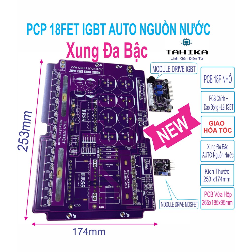 PCB mạch 18 fet IGBT auto nguồn nước + boar dao động + Module lái IGBT ...