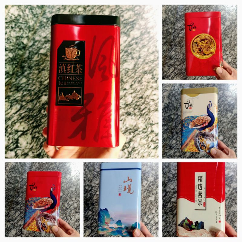 Hộp chè thiếc chữ nhật đựng 200g trà làm tráp, bày lễ | Shopee Việt Nam