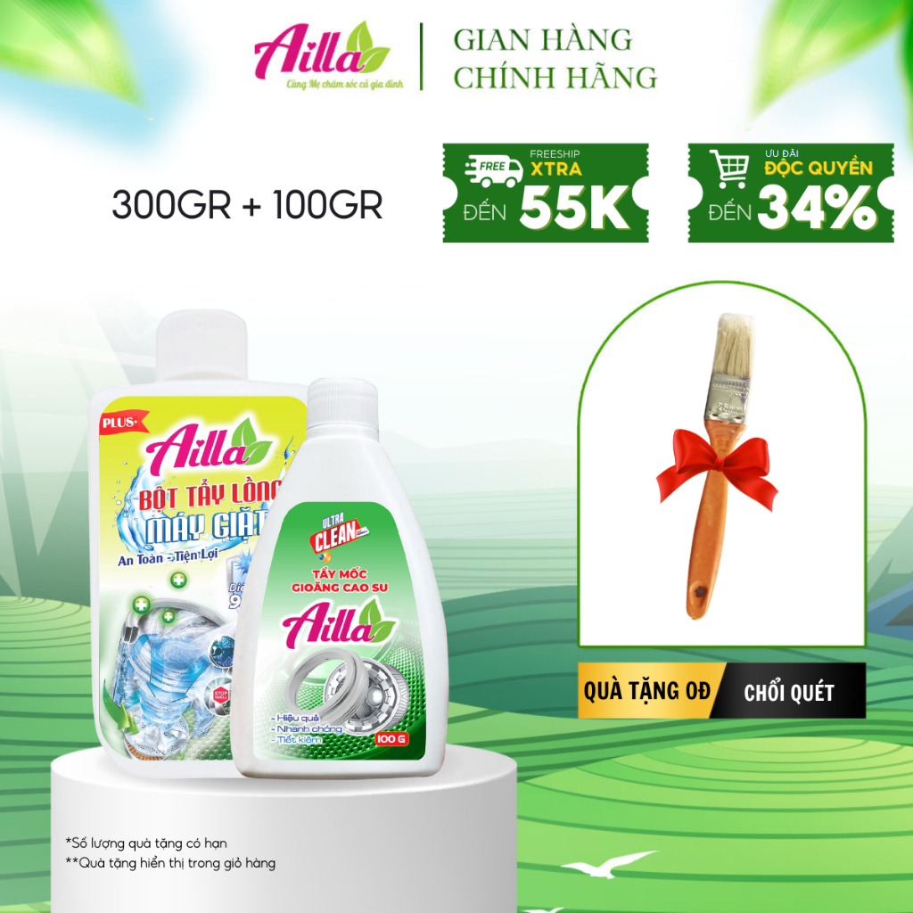 Combo Sấm Sét: Bột Tẩy Lồng Máy Giặt Ailla 300Gr + Tẩy Mốc Gioăng Cao ...