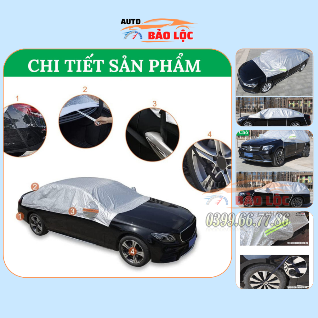 Bạt phủ nửa xe ô tô - Bạt che nóc xe hơi chống nóng, chống xước, chống ...
