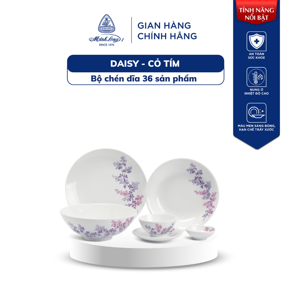 Bộ Chén Dĩa, Bộ Bát Dĩa Cao Cấp Minh Long Daisy 36 Sản Phẩm - Cỏ Tím | Shopee Việt Nam