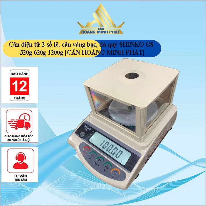 Cân điện tử 2 số lẻ SHINKO-GS 1,2kg 620g 320g 0.01g. Kèm lòng kính chắn gió, dùng cân vàng, bạc ...