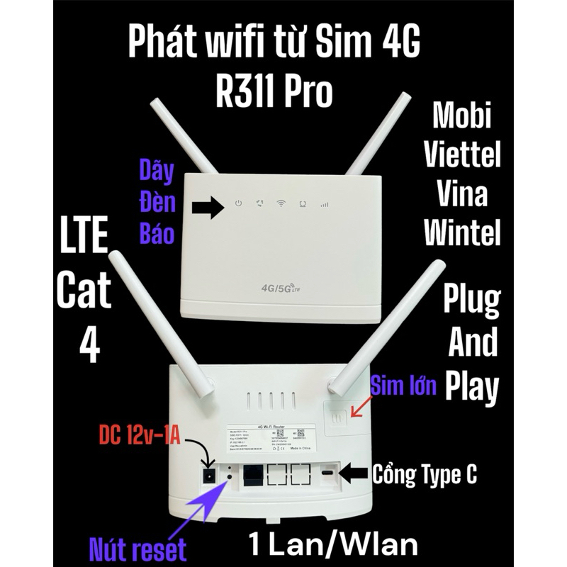 Phát wifi từ Sim 4G cắm điện R311 Pro (kiêm router wifi) | Shopee Việt Nam