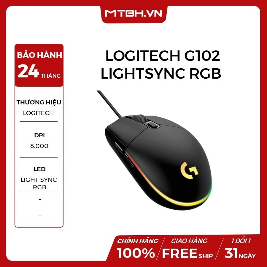 Chuột Gaming Logitech G102 Lightsync Gen 2 Chính Hãng | Shopee Việt Nam